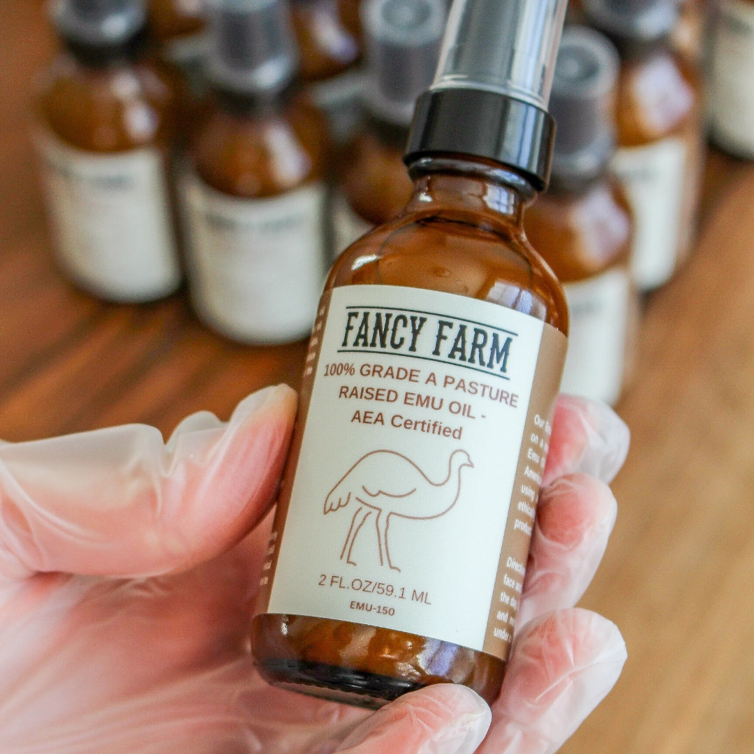Emu Oil - Grade A, Pasture Raised, AEA Certified – Fancy Farm Skincare