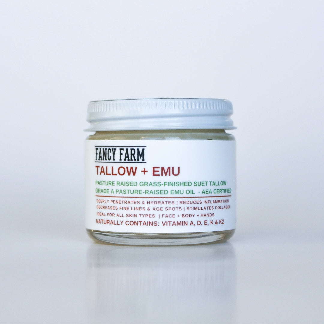 Tallow + Emu Cream - 2oz Glass Jar – Fancy Farm Skincare